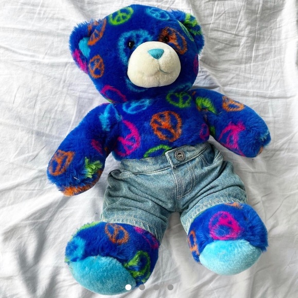 Build-A-Bear | Toys | Buildabear Royal Blue Peace Teddy Bear With Jeans ...